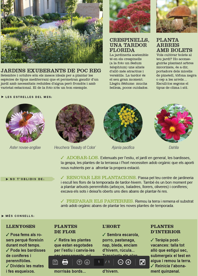 Agenda de l´Hort i Jardí de Setembre. | Garden Catalunya Plants